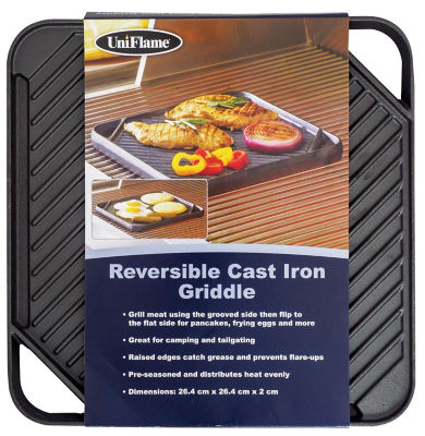 Uniflame Reversible Cast Iron Griddle 26.4x26.4x2cm - ASDA Groceries