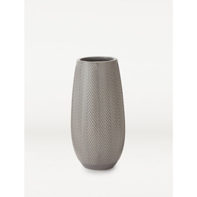 George Home Grey Chevron Textured Ceramic Vase 26.5cm - ASDA Groceries