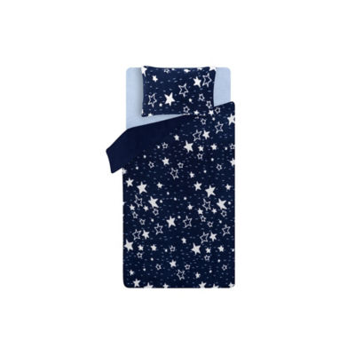 George Home Blue Star Print Teddy Fleece Reversible Single Duvet Set ...