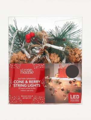 George Home 20 Pine Cone & Berry Battery Operated String Lights - ASDA ...