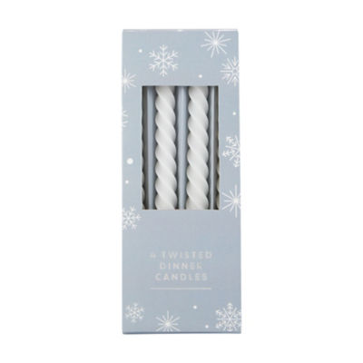 DM-101744 White Unscented Twisted Dinner Candles 4pk - ASDA Groceries