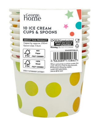 George Home Ice Cream Cups and Spoons Set - ASDA Groceries