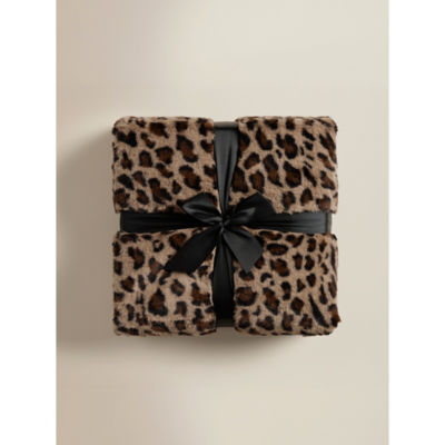 Brown Leopard Print Faux Fur Blanket - 220cm x 200cm - ASDA Groceries
