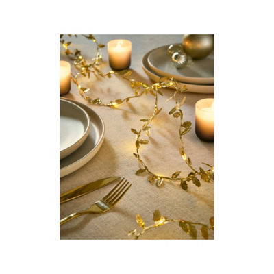 Gold-Tone Light Up Leaf Christmas Garland - ASDA Groceries
