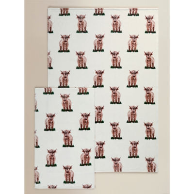 Natural Highland Cow Cotton Towel Range - ASDA Groceries