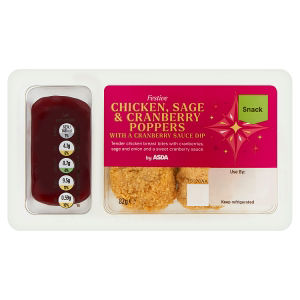 Asda Festive Chicken, Sage & Cranberry Poppers with a Cranberry Sauce ...