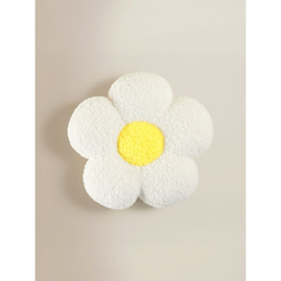 Cream Flower-Shaped Borg Cushion 35x35 - ASDA Groceries
